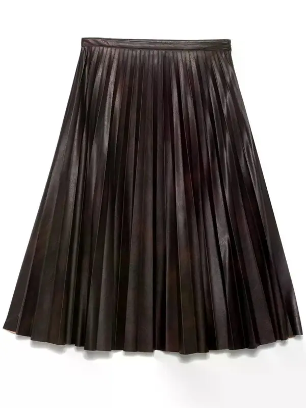 Pinko Pleated Faux Leather Midi Skirt