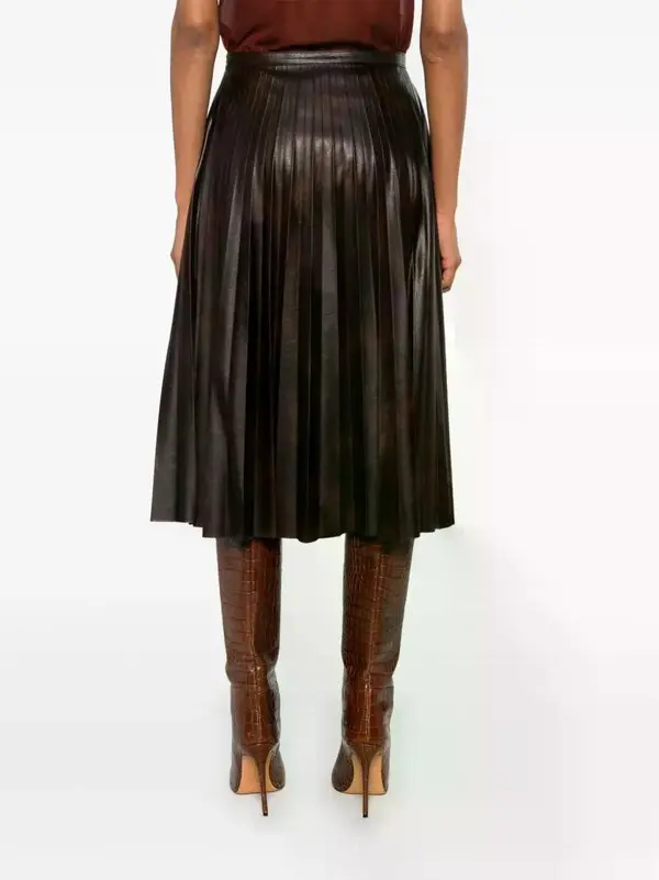 Pinko Pleated Faux Leather Midi Skirt