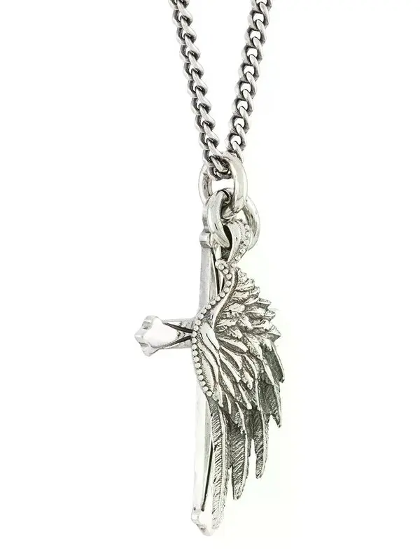 Emanuele Bicocchi Sterling Wing And Cross Pendant Necklace