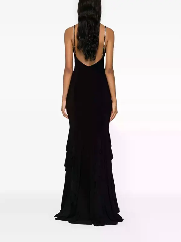 NISSA Ruffled Chiffon Maxi Dress