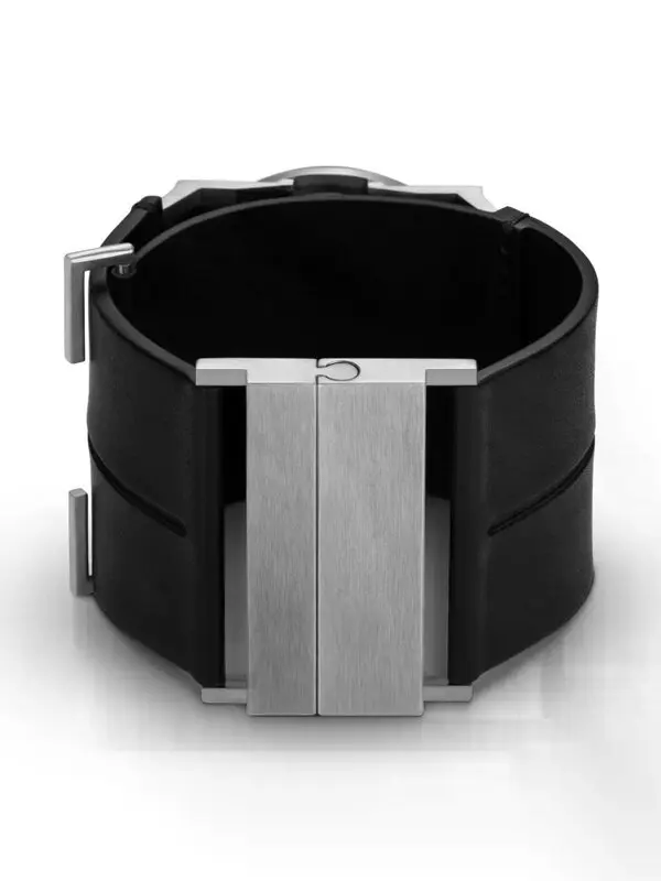 FOB PARIS Sisyphos Stainless Steel Watch With Black Leather Strap