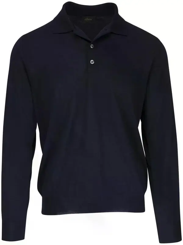 Brioni Wool Blend Button-down Collar Sweatshirt