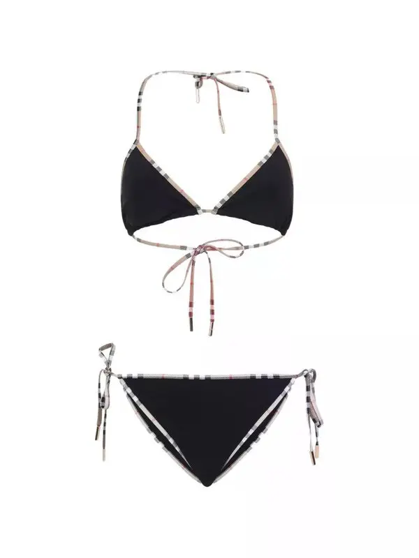 Burberry Check Trim Triangle Bikini - Black