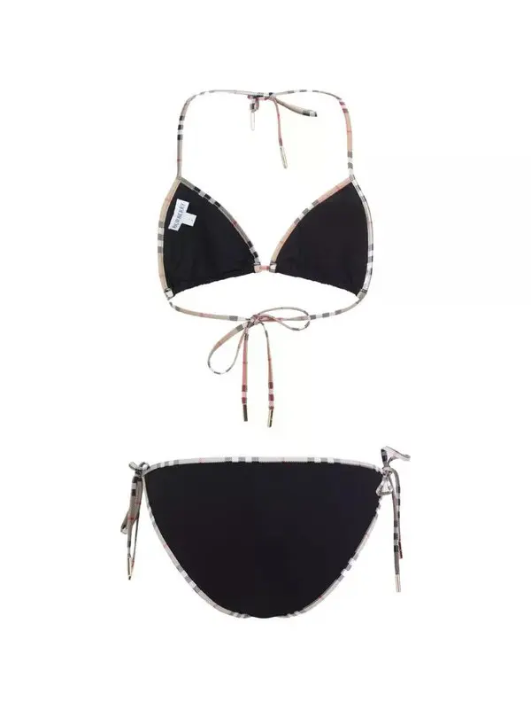 Burberry Check-trim Triangle Bikini - Black