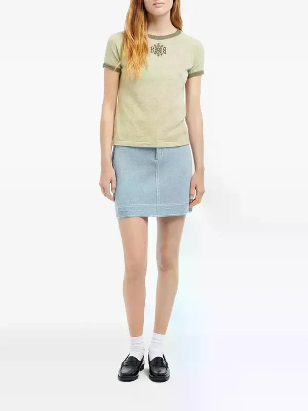 BARRIE Cashmere T-shirt With Embroidered Logo - Green