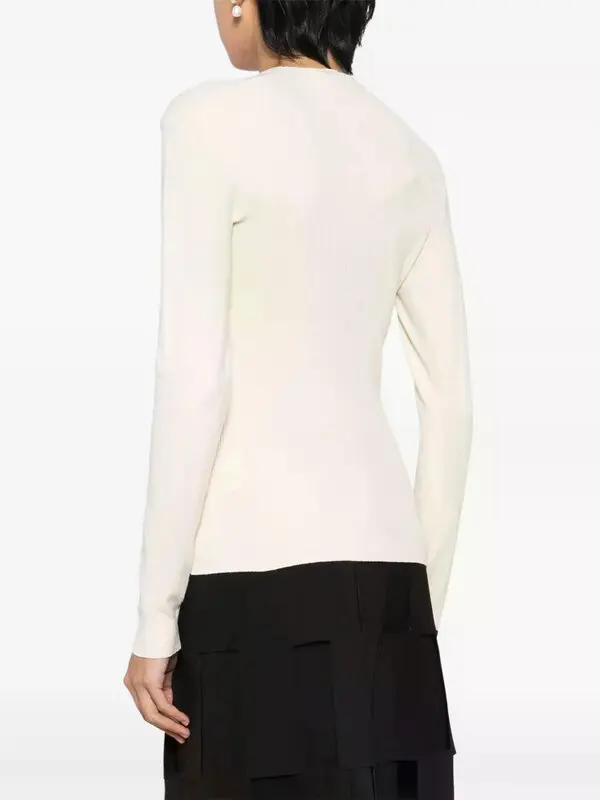 A.W.A.K.E. Mode Lip Appliqué Knitted Top - Neutrals
