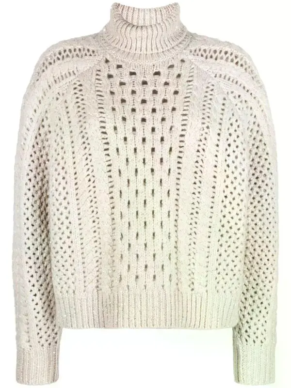 Brunello Cucinelli High Neck Crochet-knit Jumper