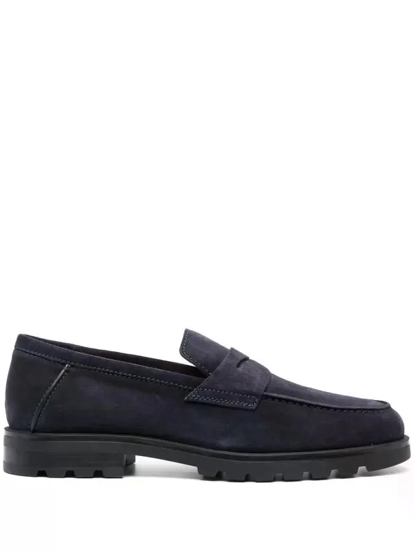 Santoni Rock Penny-slot Suede Loafers