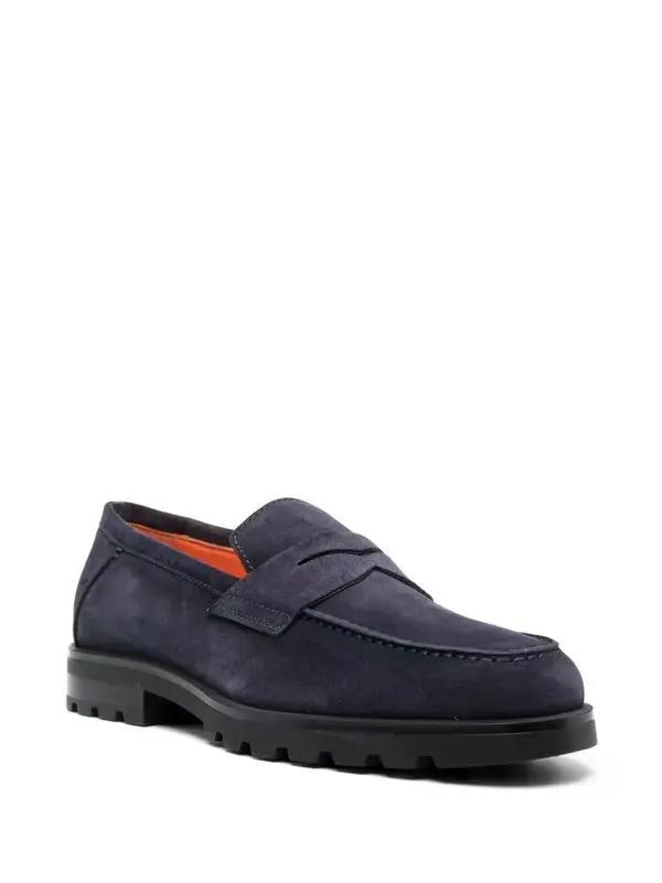 Santoni Rock Penny-slot Suede Loafers