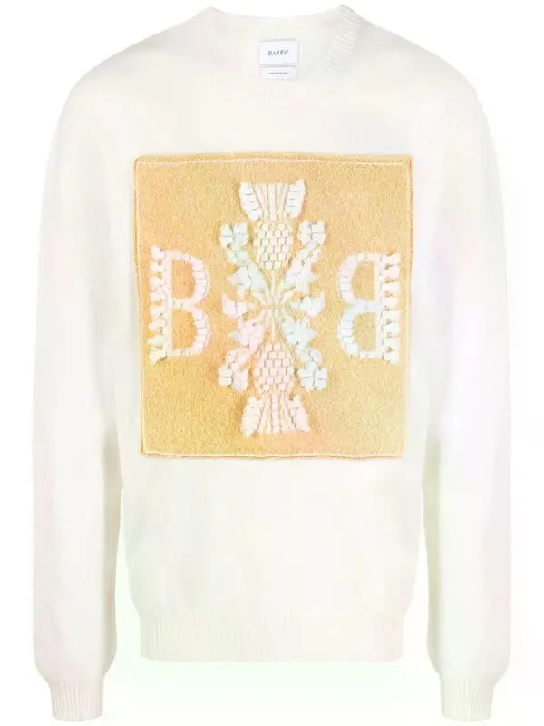 BARRIE Embroidered Cashmere Jumper - Neutrals