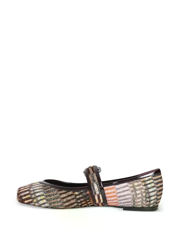 Missoni Ballerina Flats With Buckle-fastening Ankle Strap - Brown