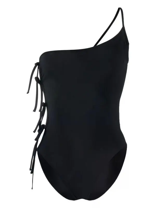 Rick Owens Asymmetrical One-shoulder Swimsuit With Knot Detailing - Black
