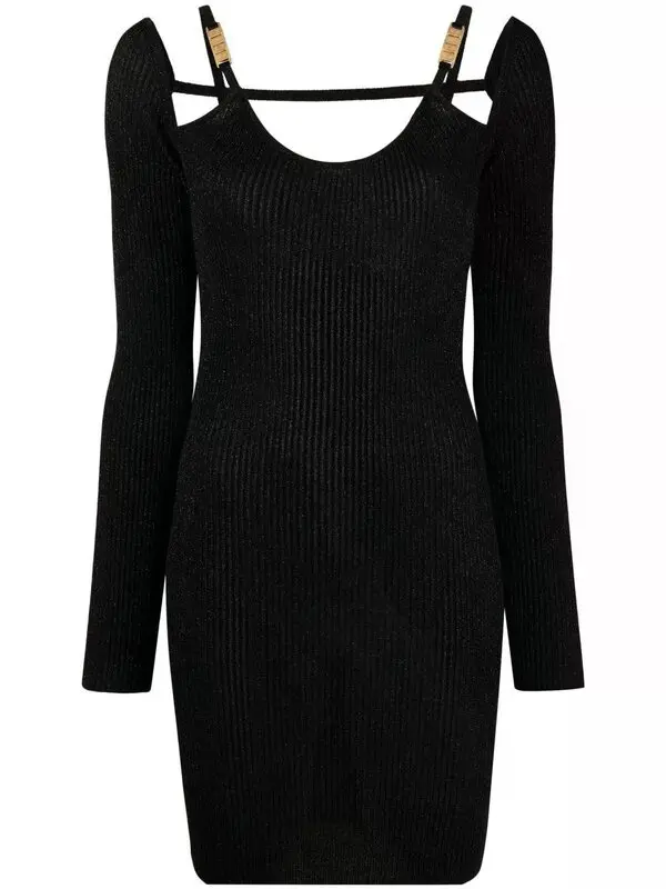 Gcds Cold-shoulder Knitted Dress - Black