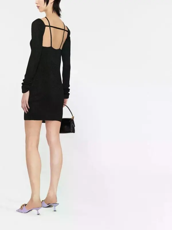 Gcds Cold-shoulder Knitted Mini Dress