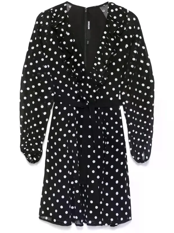 ROTATE BY BIRGER CHRISTENSEN Polka Dot Chiffon Mini Dress - Black