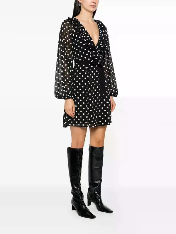 ROTATE BY BIRGER CHRISTENSEN Polka Dot Chiffon Mini Dress - Black