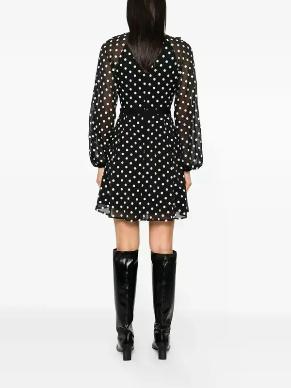 ROTATE BY BIRGER CHRISTENSEN Polka Dot Chiffon Mini Dress - Black