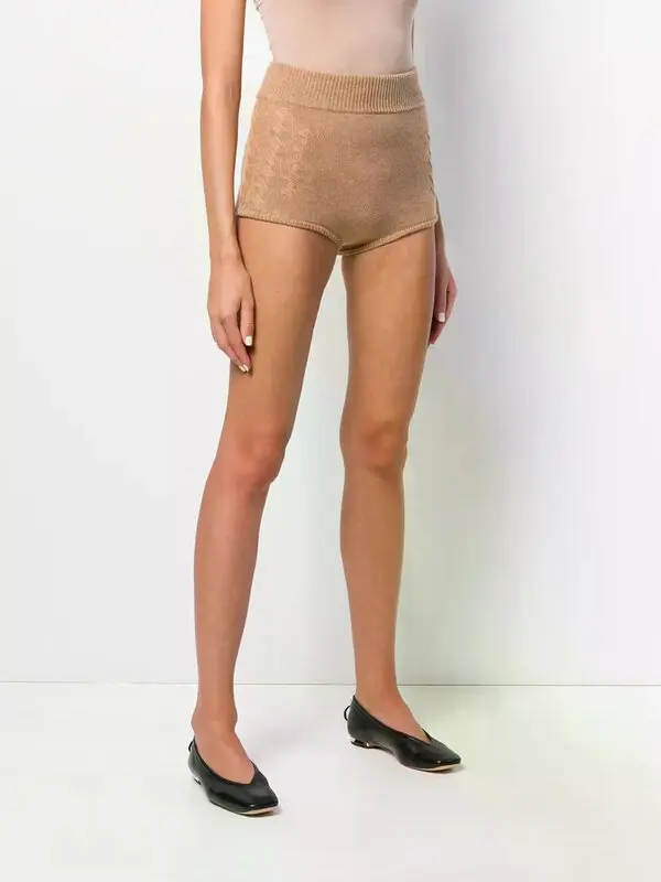 Cashmere In Love Ribbed Mimie Shorts - Neutrals