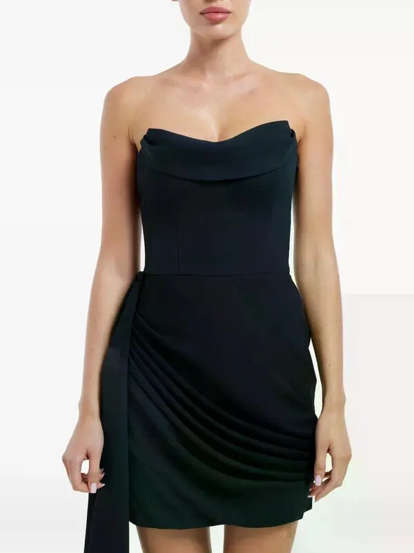 POST MERIDIEM Corset Chiffon-train Mini Dress - Black