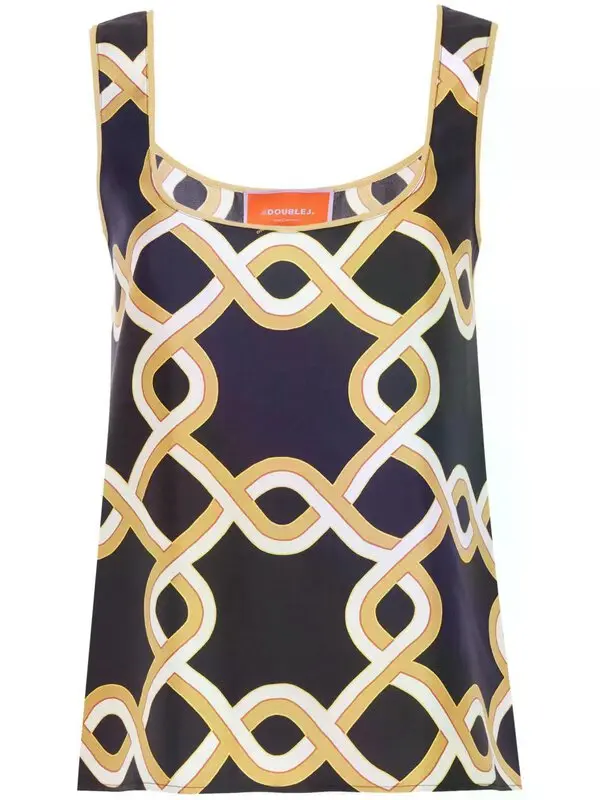 La DoubleJ Sleeveless Geometric Print Silk Twill Top
