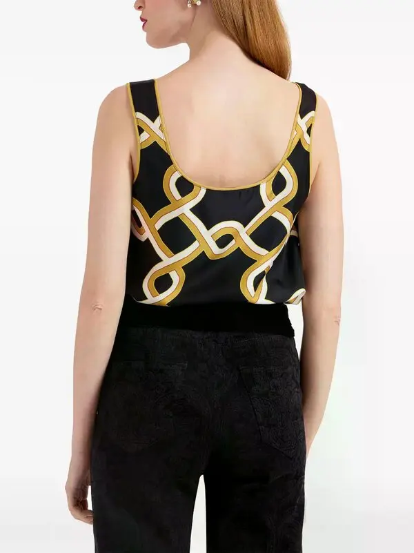 La DoubleJ Sleeveless Geometric Print Silk Twill Top