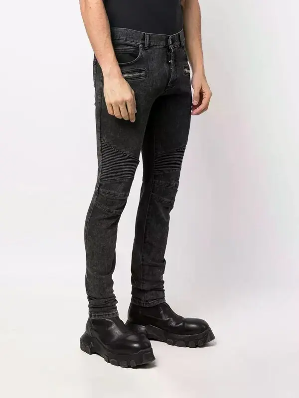 Balmain Ribbed Slim-cut Bleached Jeans