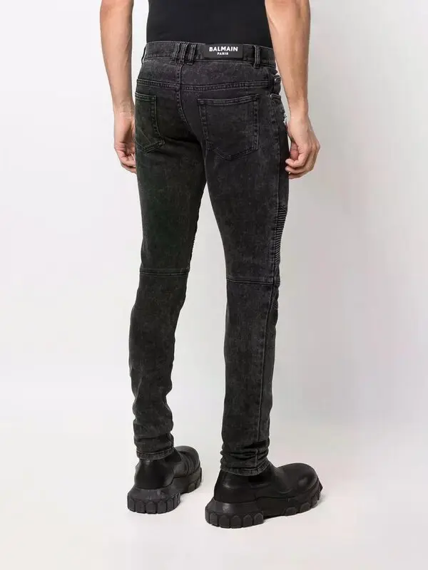Balmain Ribbed Slim-cut Bleached Jeans