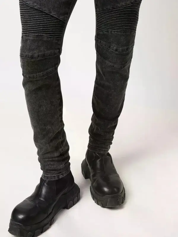 Balmain Ribbed Slim-cut Bleached Jeans