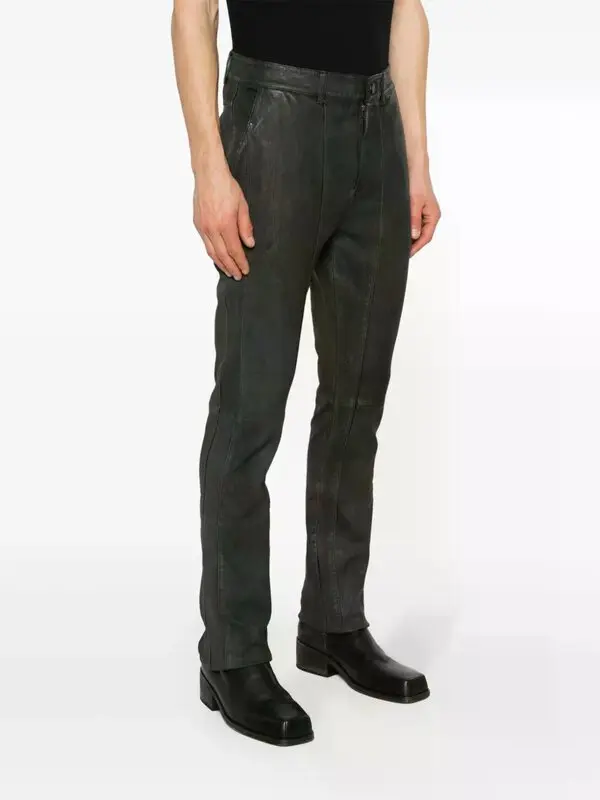 FREI-MUT Leather Straight-leg Trousers - Black