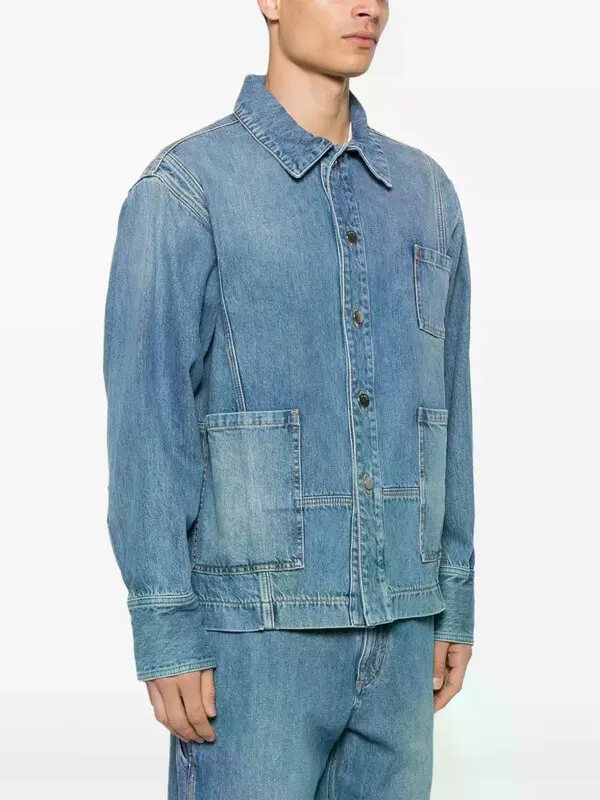 Plan C Denim Jacket With Contrast Stitching