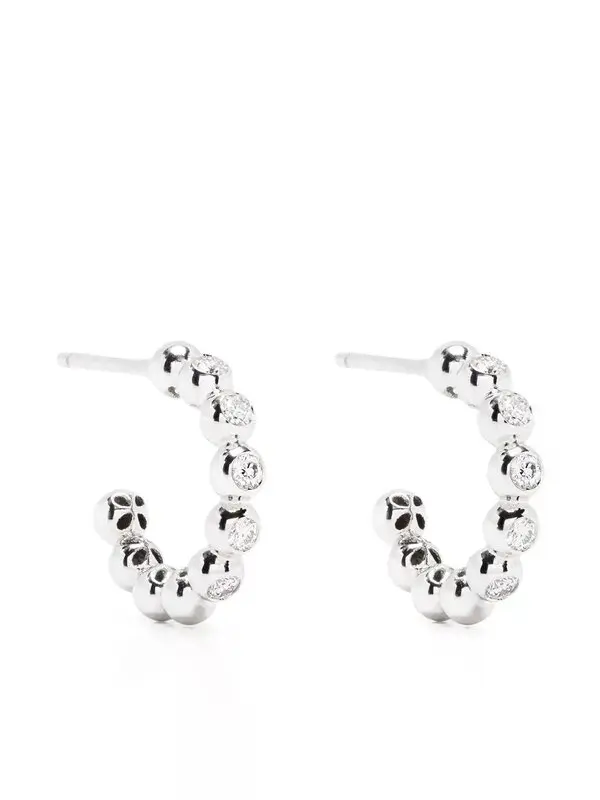 PRAGNELL 18kt White Gold Bohemia Diamond Hoop Earrings - Silver