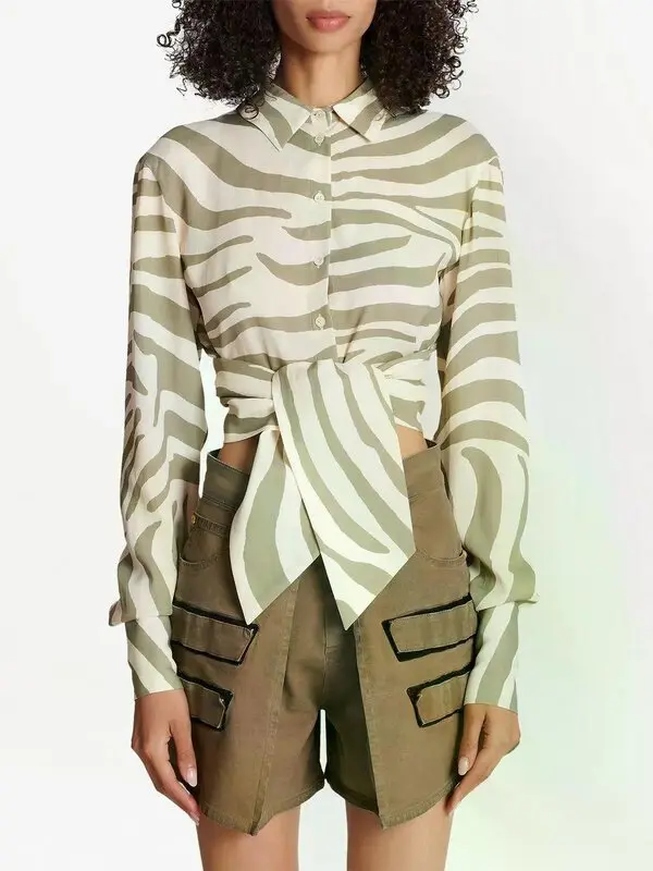 Balmain Animal Print Tie-waist Shirt