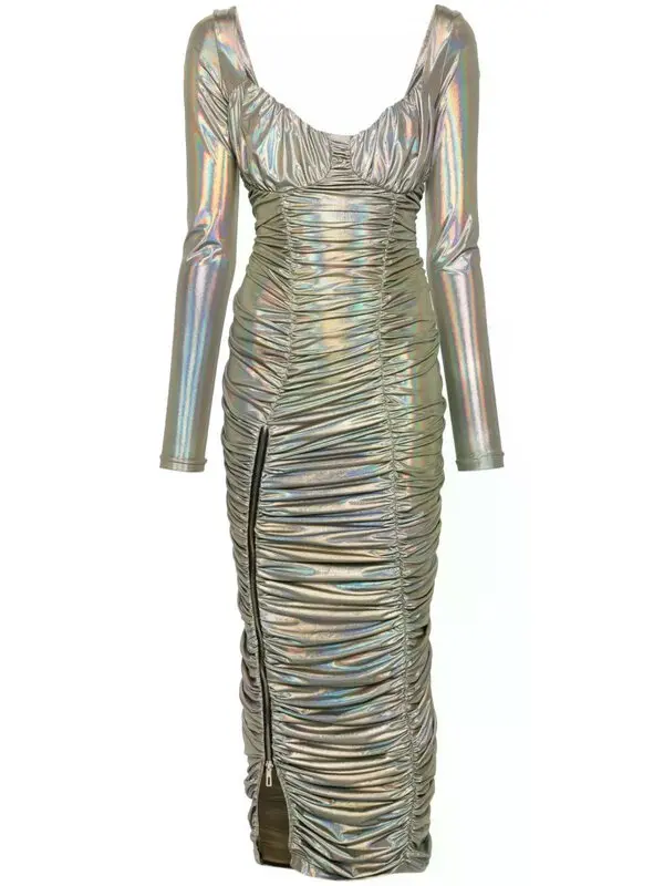 MITILIANE COUTURE Holographic Effect Maxi Dress