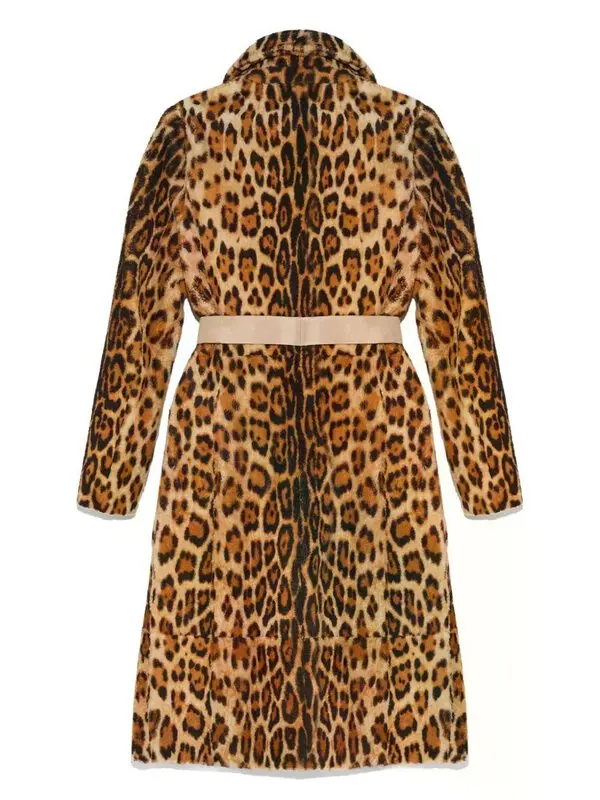 YVES SALOMON Reversible Leopard Print Shearling And Suede Coat