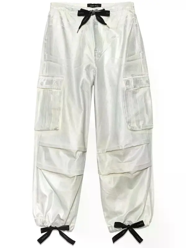 PURPLE BRAND Metallic Cargo Trousers With Bow Detailing