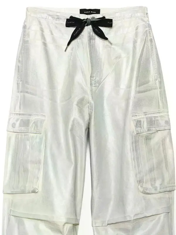 PURPLE BRAND Metallic Cargo Trousers With Bow Detailing