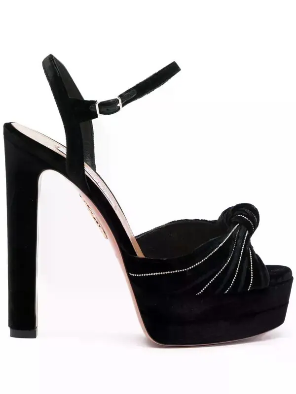 AQUAZZURA Atelier Plateau 130mm Velvet Pumps - Black