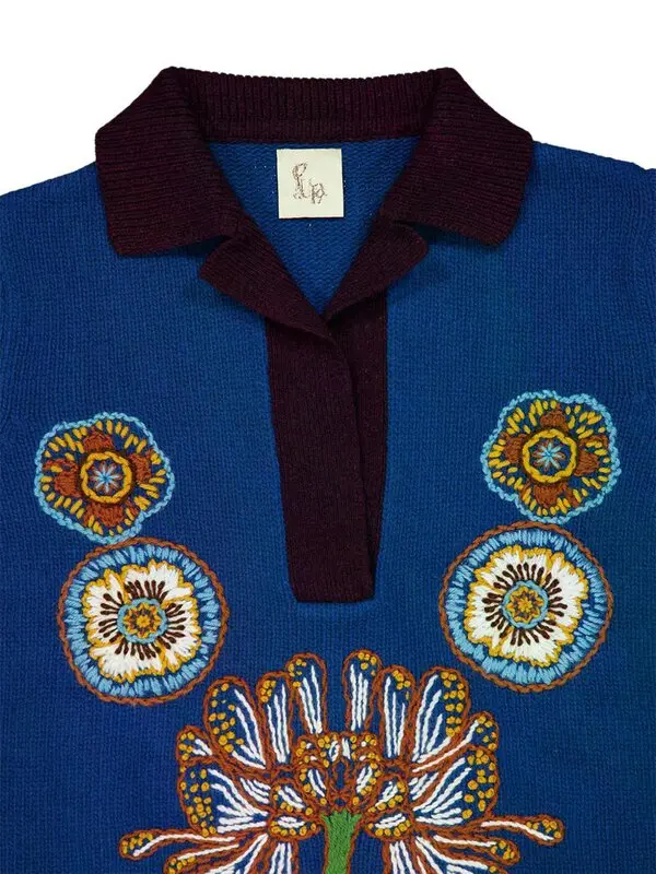 PAULA Embroidered V-neck Sweater