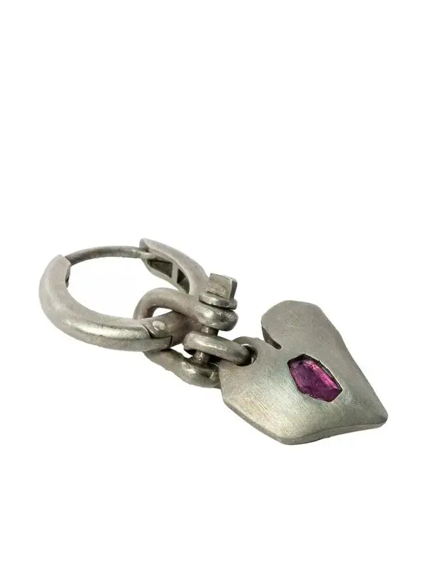 PARTS OF FOUR Jazz's Solid Heart Sterling And Ruby Drop Earring - Silver