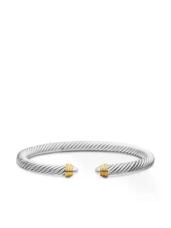 David Yurman 14kt Yellow Gold And Sterling Classic Cable Bracelet With Pearl