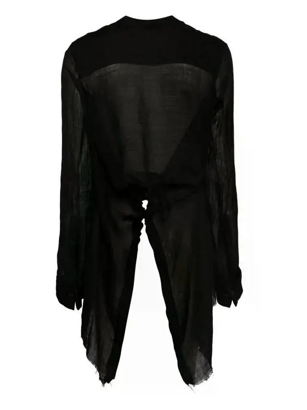 Masnada Band-collar Raw-cut Hem Shirt