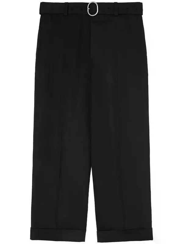 JIL SANDER Belted Cropped Straight Leg Trousers