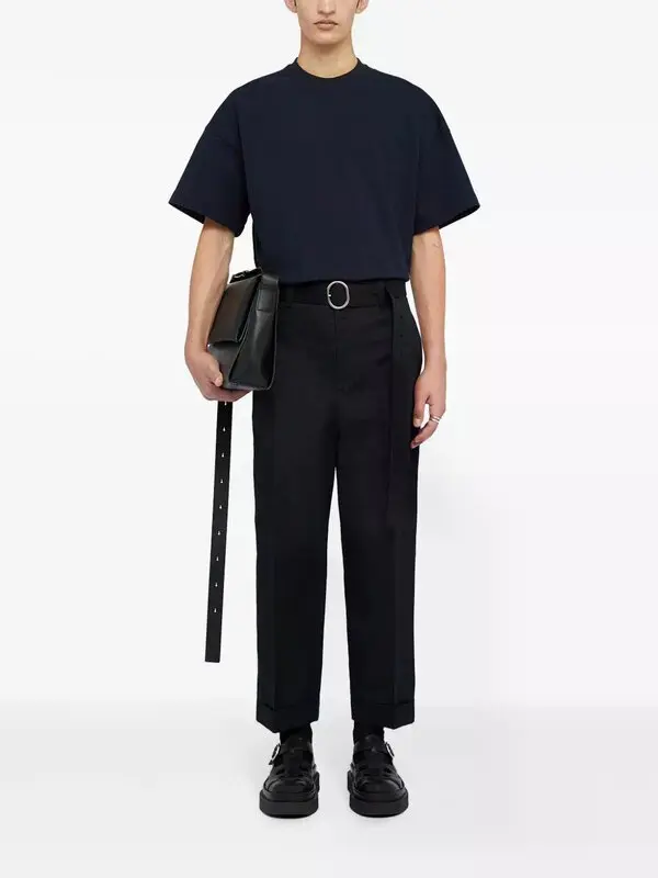 JIL SANDER Belted Cropped Straight Leg Trousers