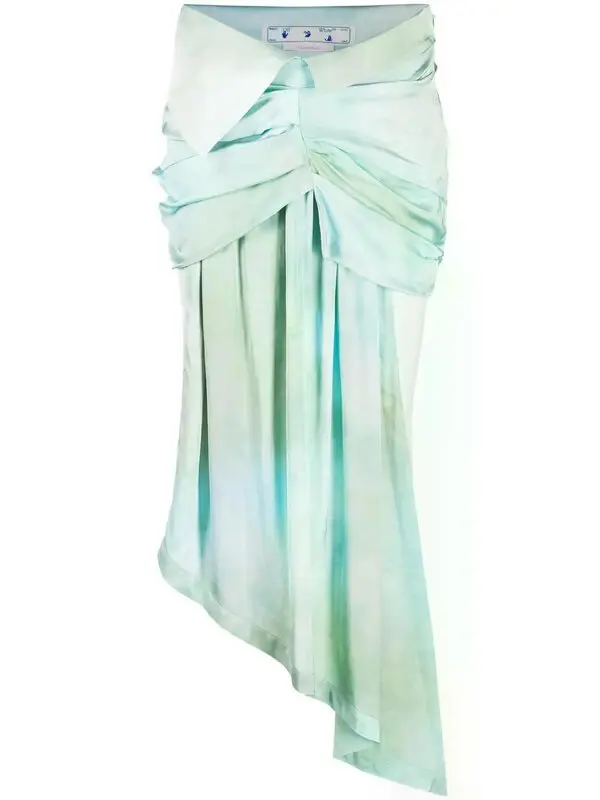 Off-White Ombré Effect Asymmetric Skirt - Blue