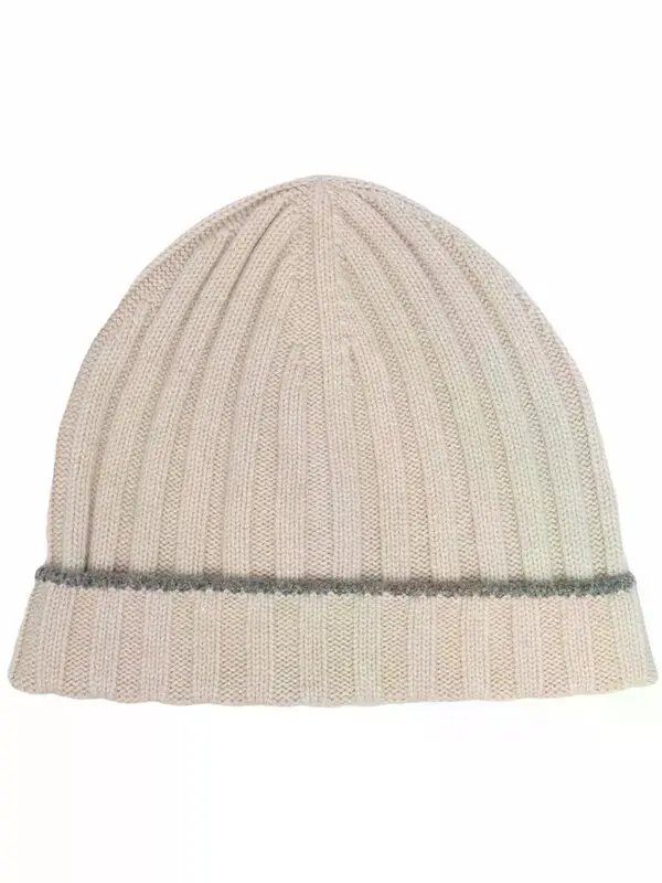 Brunello Cucinelli Ribbed Cashmere Beanie - Neutrals