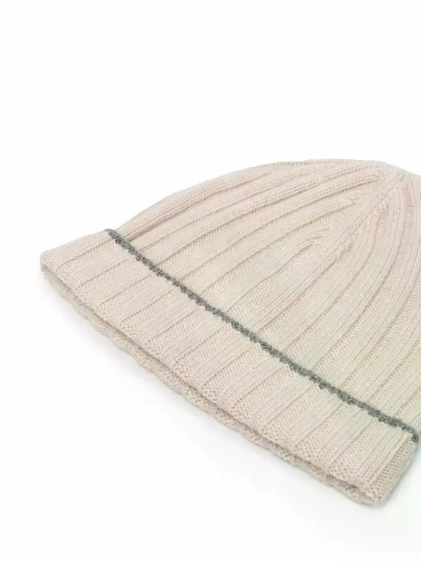 Brunello Cucinelli Cashmere Ribbed Beanie - Neutrals
