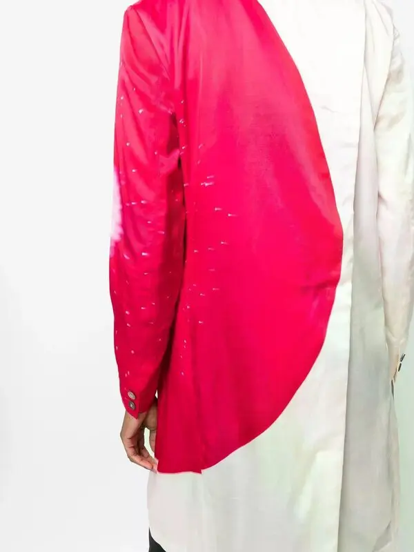 Issey Miyake Asymmetrical Graphic Print Coat