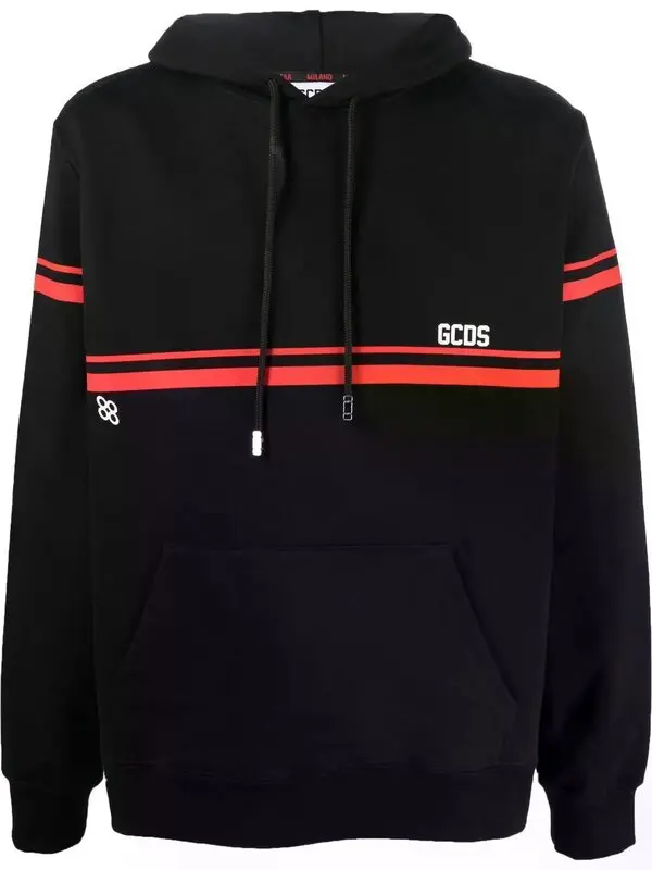 Gcds Cotton Hoodie With Stripe Detailing