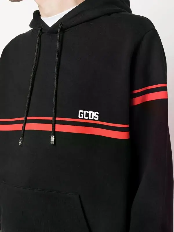 Gcds Cotton Hoodie With Stripe Detailing