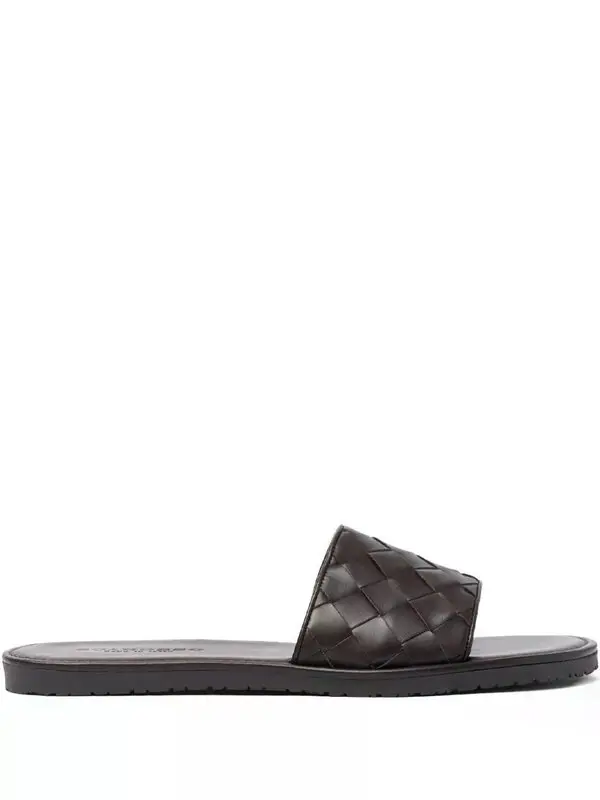 SCAROSSO Ulisses Woven Slip-on Slides - Brown